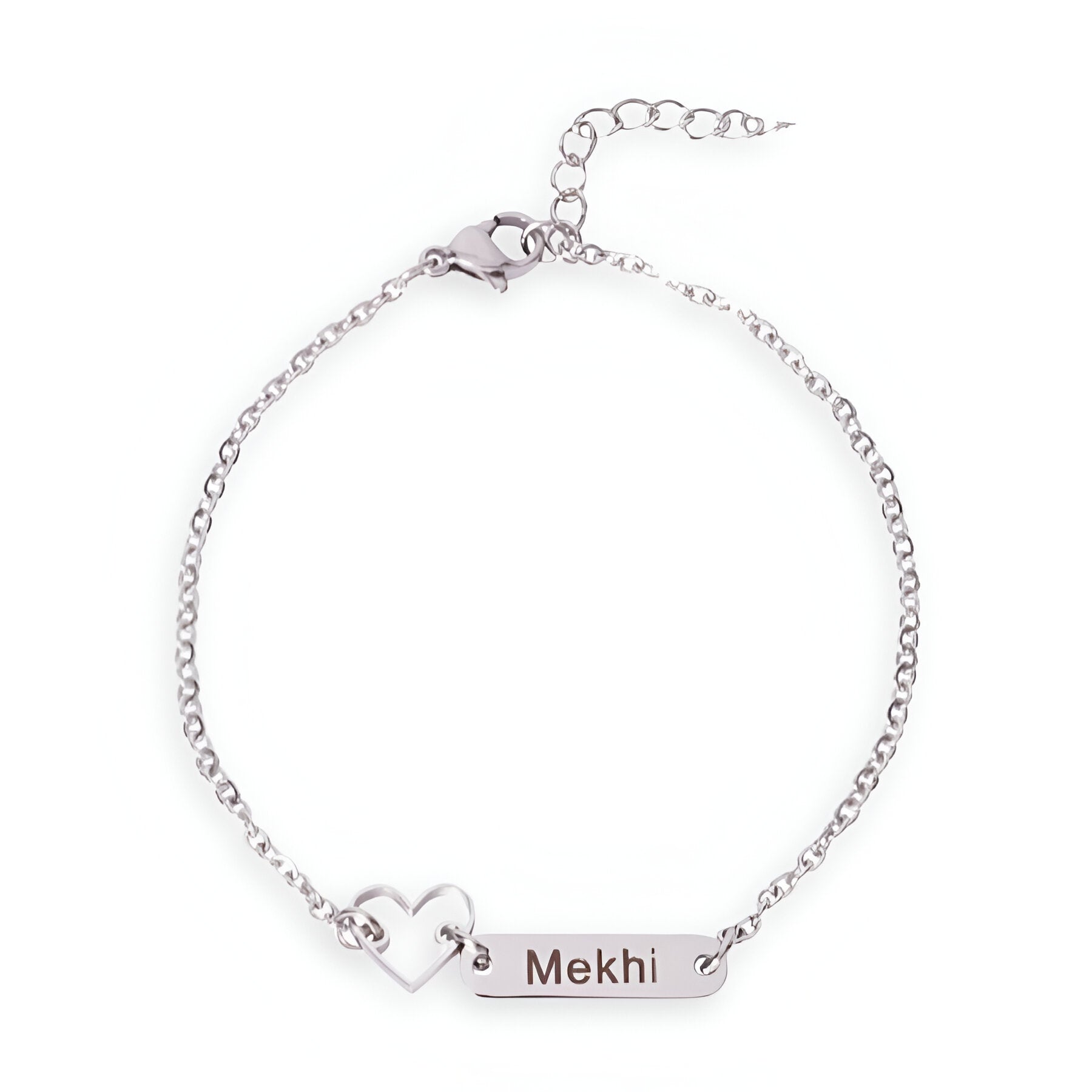 Personalized heart bracelet, in stainless steel, for women, Amélia mod
