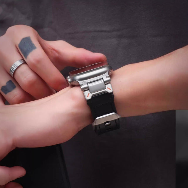 Apple Watch leather bracelet, ardillon buckle clasp, rugged explorer s