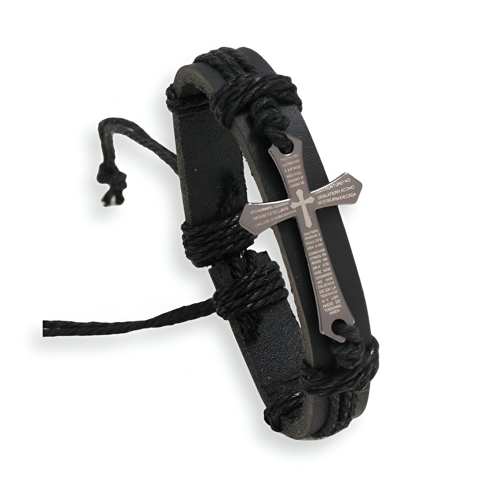 Leather bracelet, Christian cross, for men, Jovan model