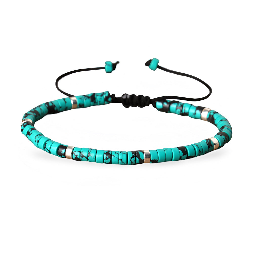 Bracelet en perles heishi, turquoise tacheté, mixte, modèle Hiroki