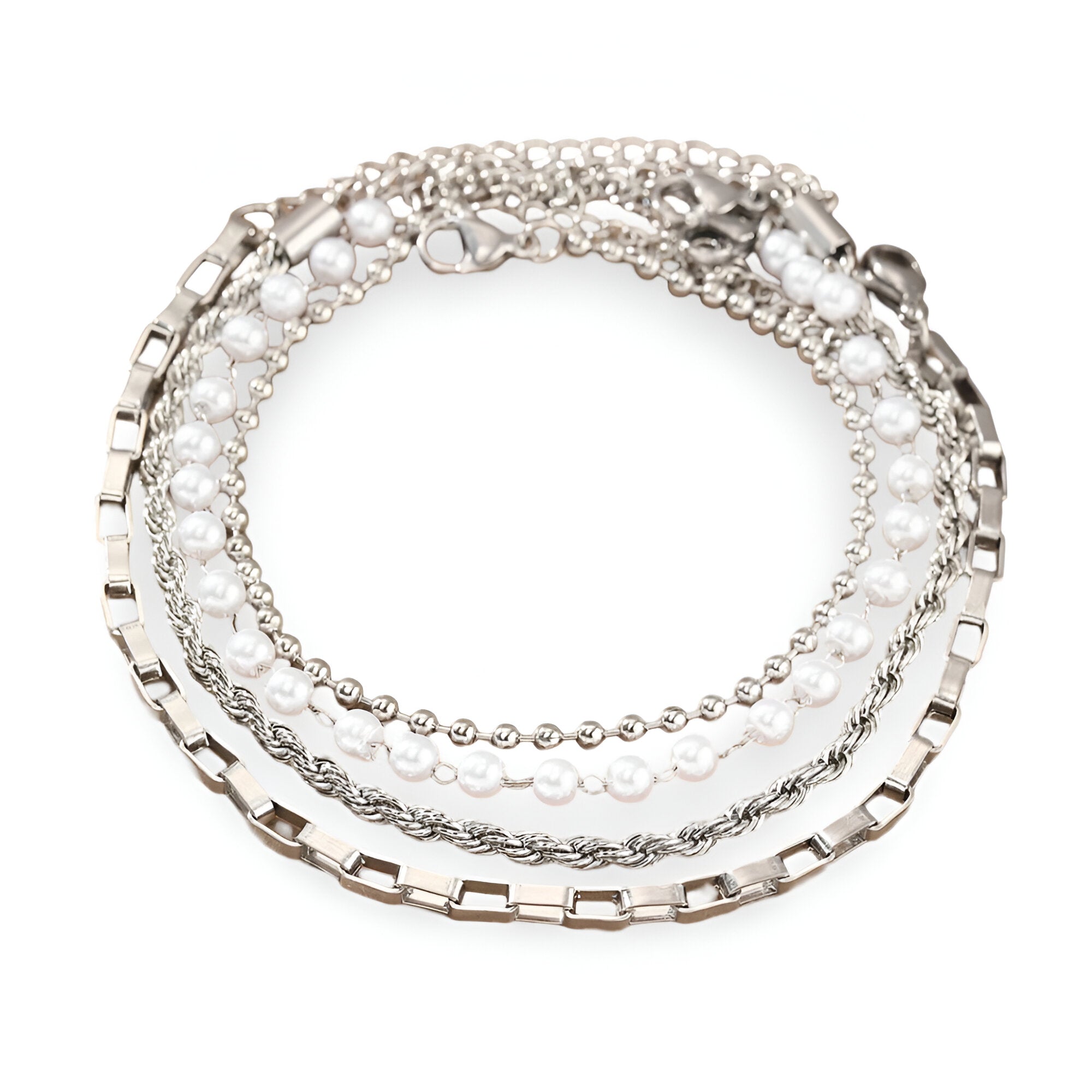 Set of 4 stainless steel bracelets for women, Jovina model